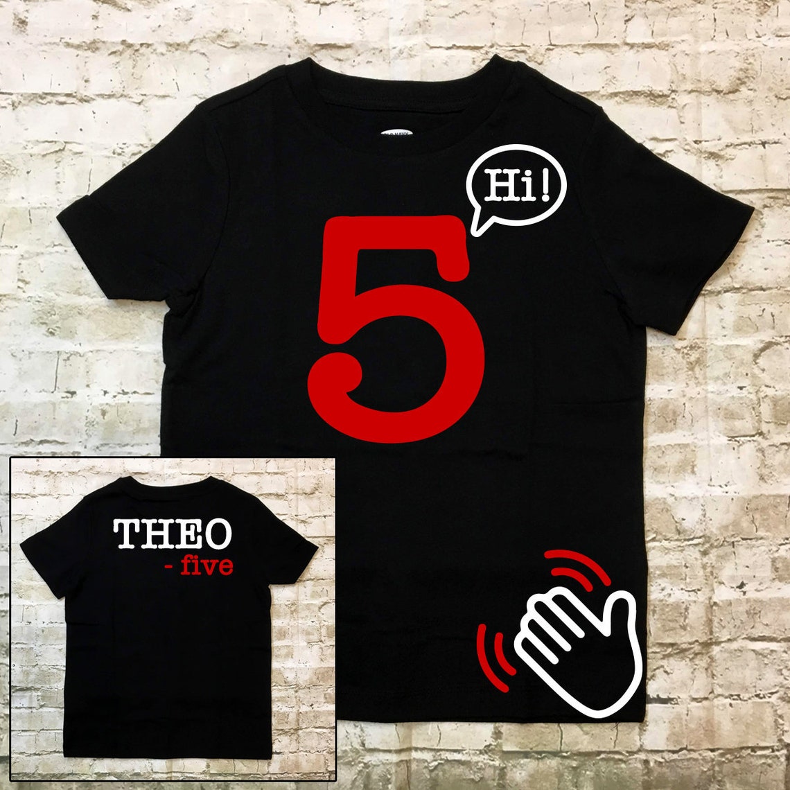 Hi 5 Boy's Birthday Shirt Personalized Little Boy's | Etsy