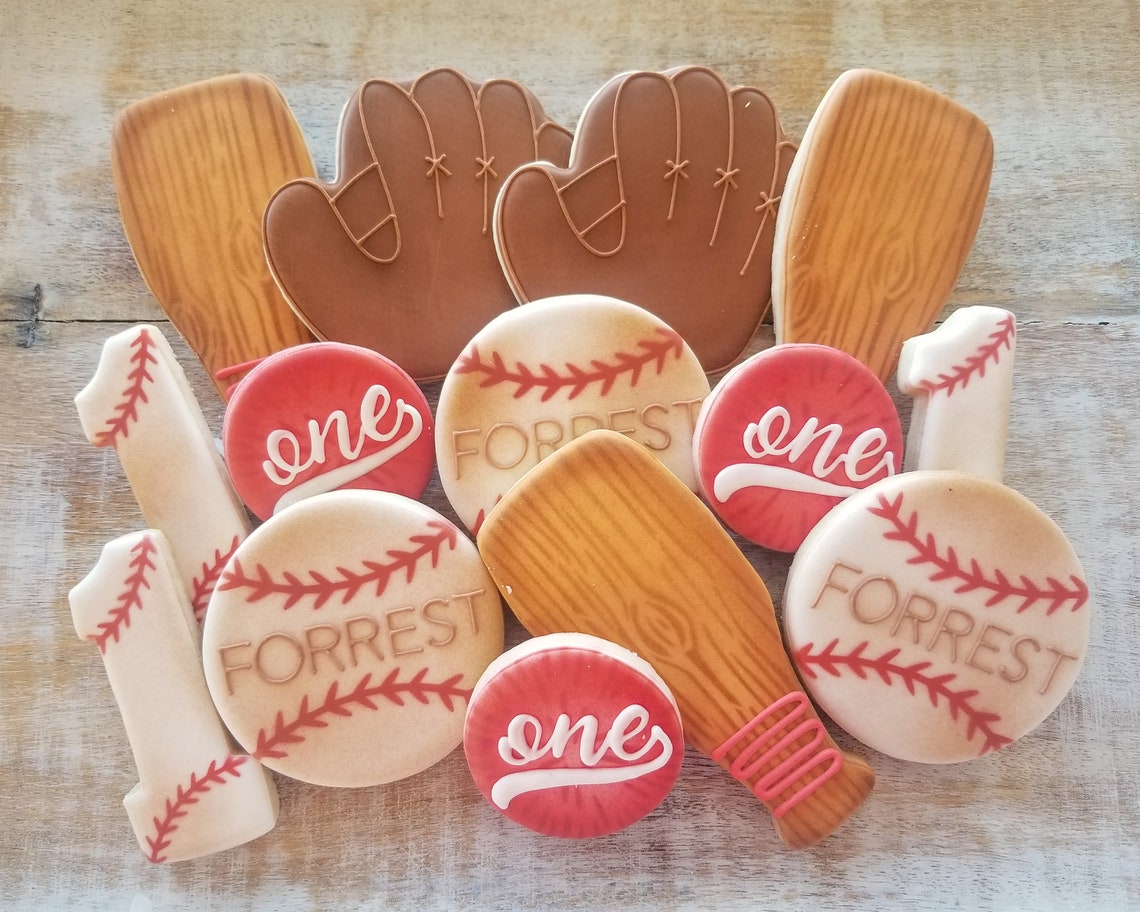 Baseball Vintage Sports Bat Glove Birthday Sugar Cookies - Etsy