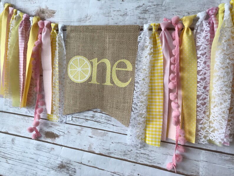 Pink Lemonade Highchair Banner Pink Lemonade Fabric Banner | Etsy