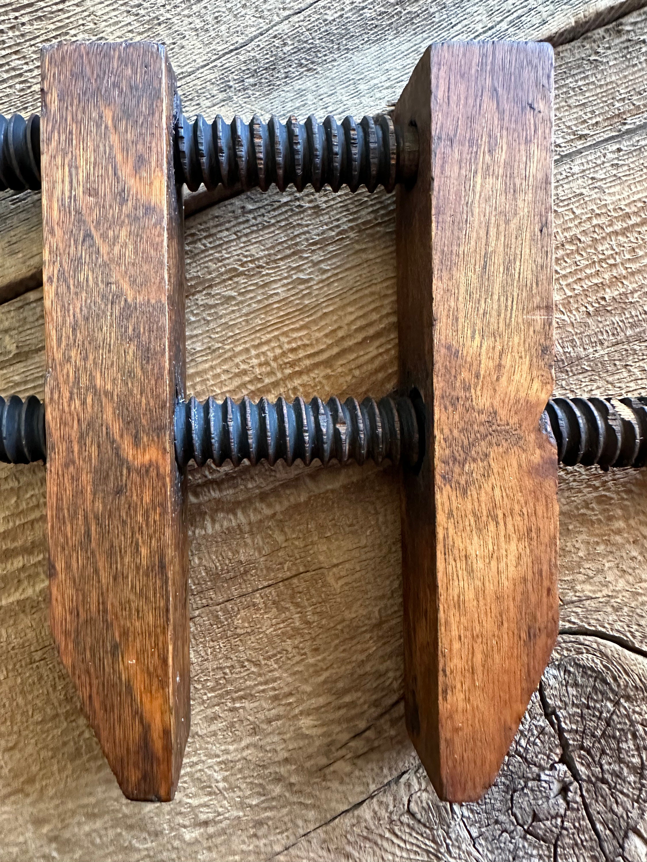 Vintage Small Wooden Clamp With Wooden Turn Screws - Etsy