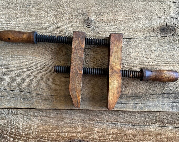 Vintage Small Wooden Clamp With Wooden Turn Screws - Etsy