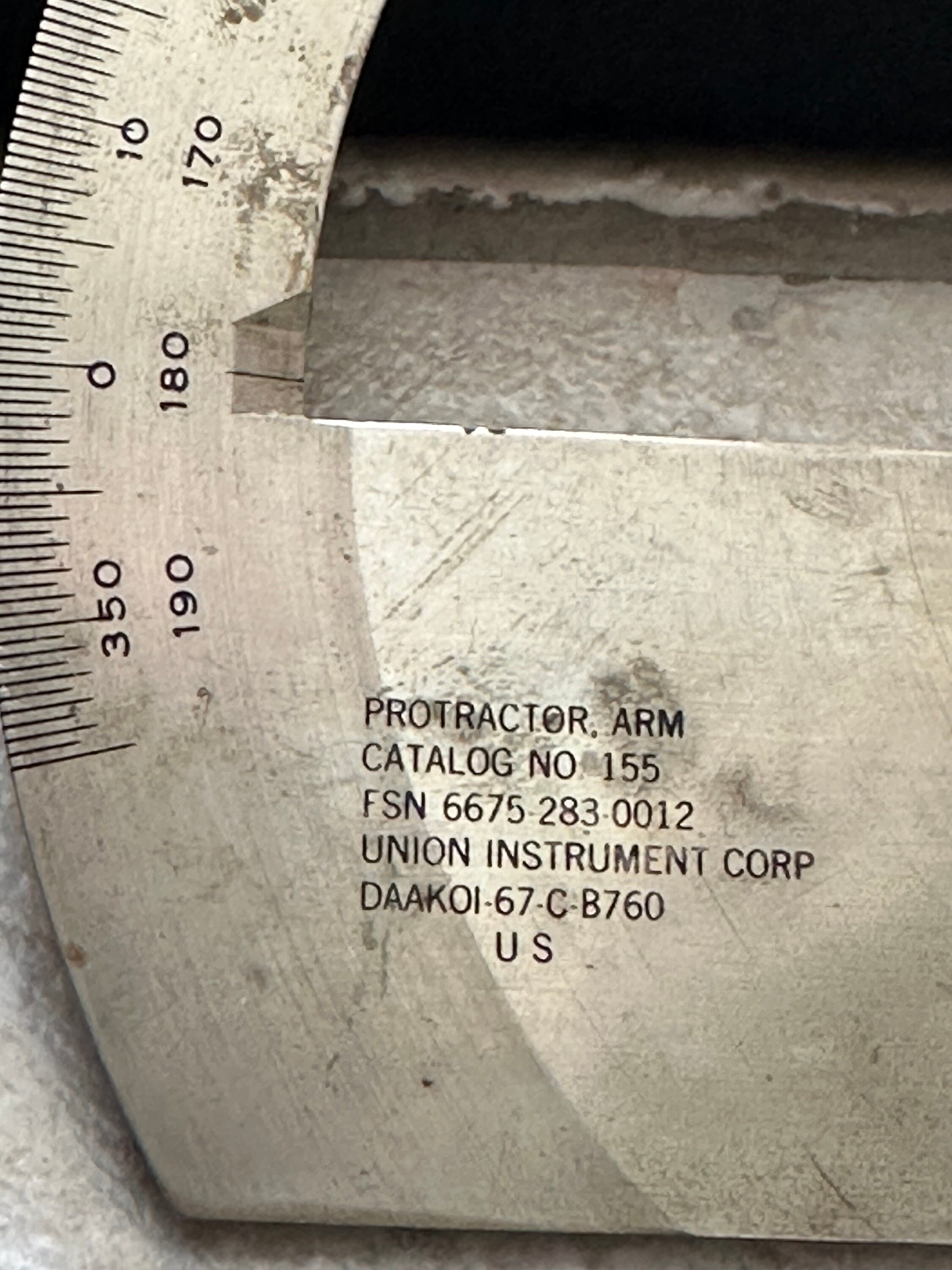 Engineer's 8 Inch Vintage Crosshair Arm Protractor in Case. Union ...