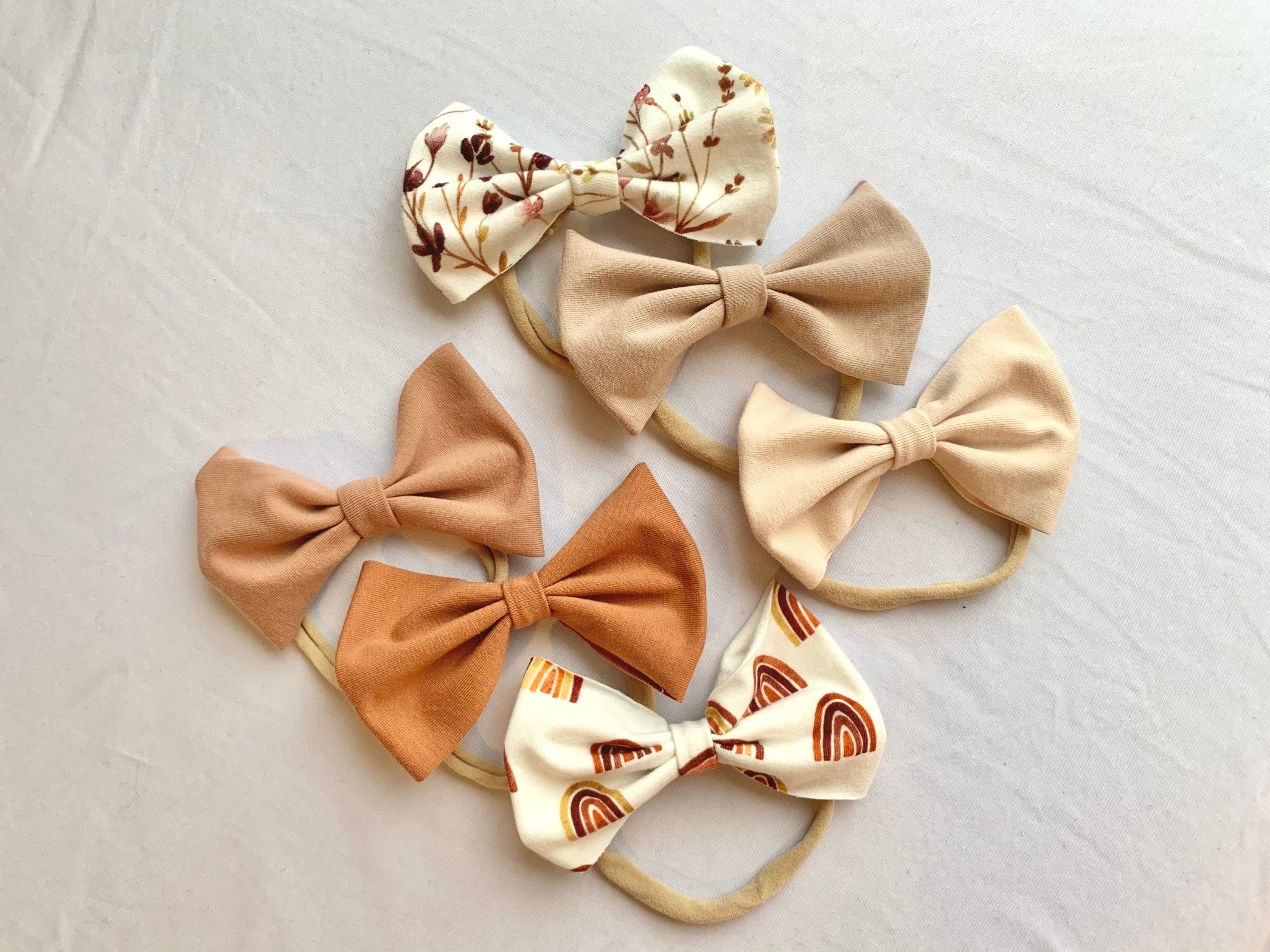Neutral Rainbow Bows (set of 3) / Nylon Baby Headband Set / Boho Baby ...