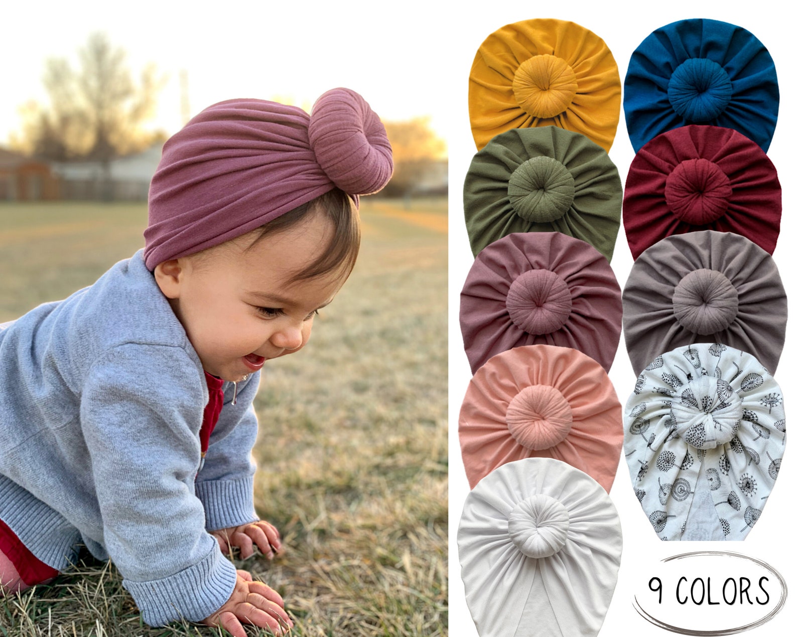 Bamboo Organic Baby Turban Hat / Top Knot Baby Head Wrap / Baby Shower ...