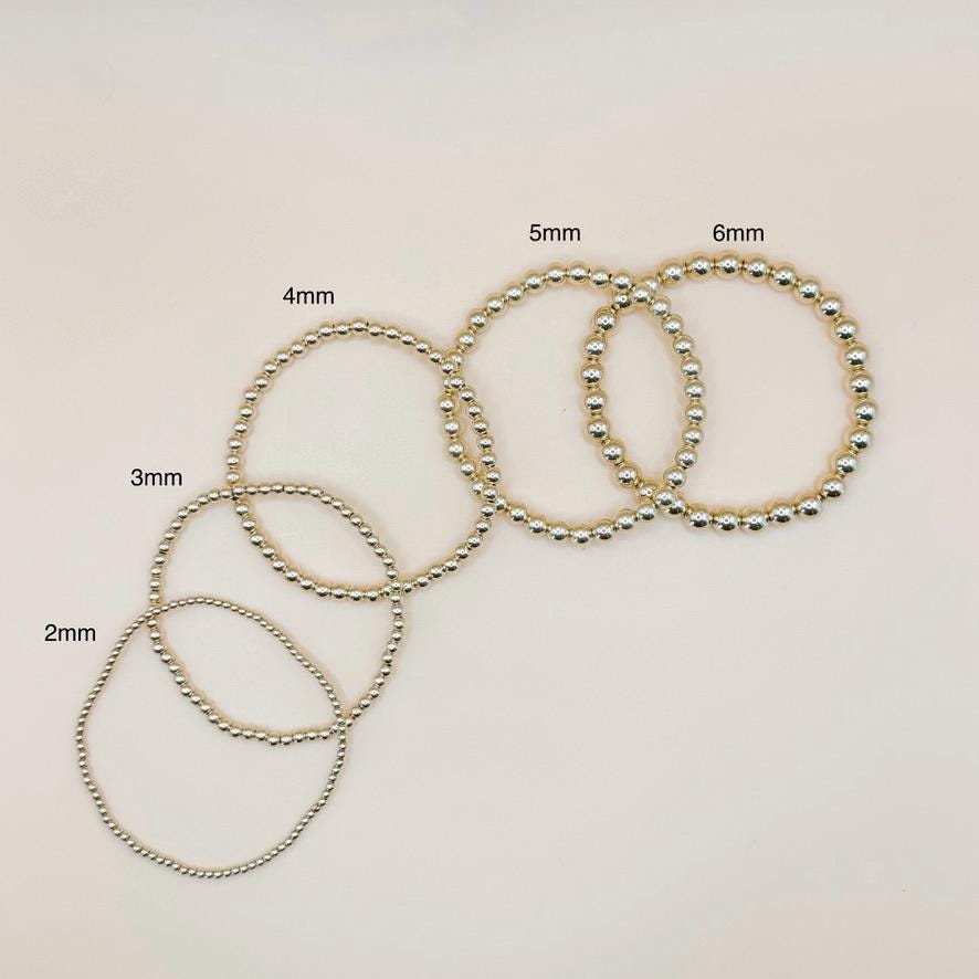 14k Gold Filled Beaded Bracelet | Stackable, Tarnish Free - Etsy