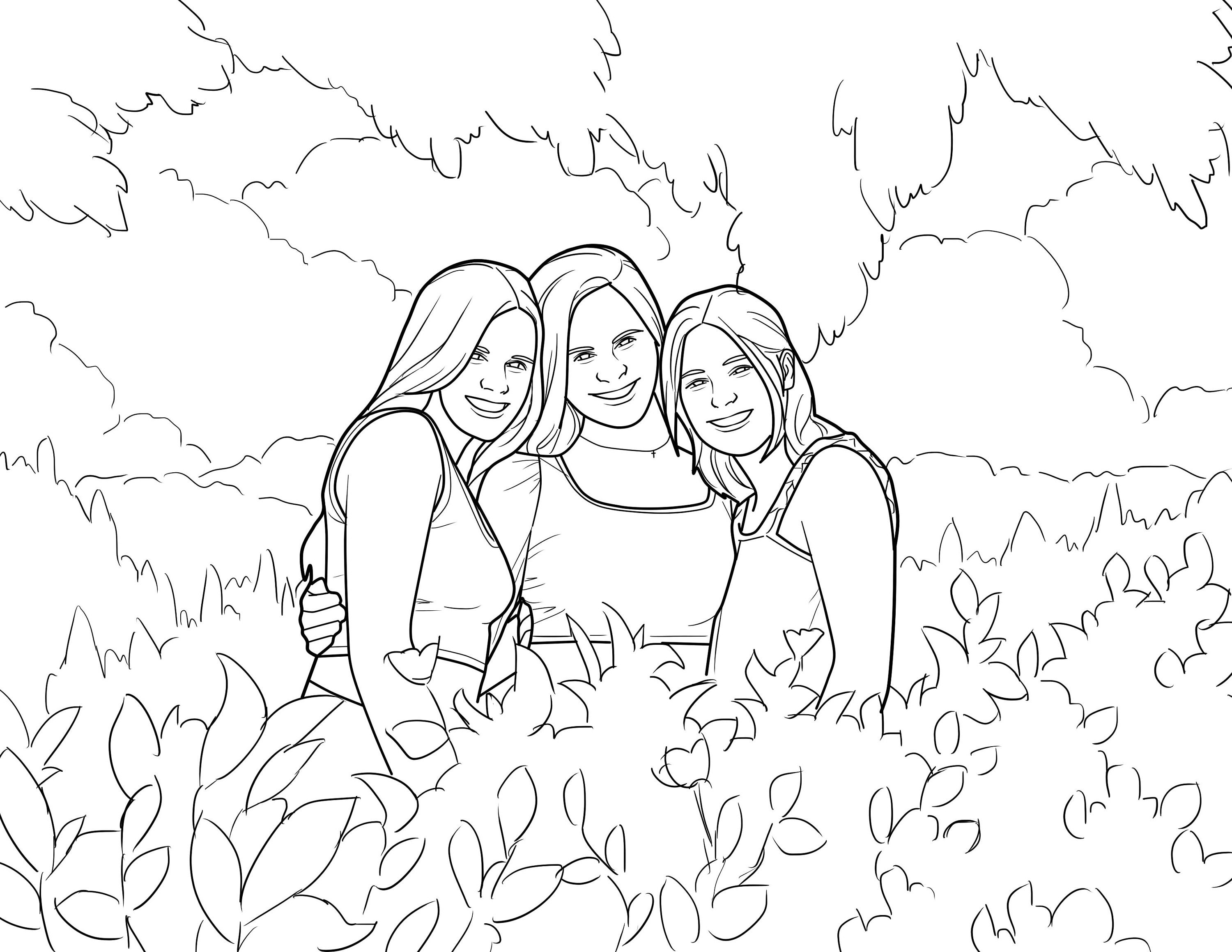 Group Of Friends Coloring Page