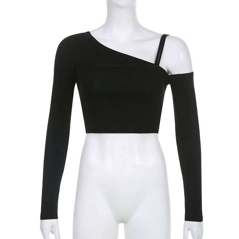 Y2K Cut Out Asymmetric Fitted Long Sleeve 2 Piece T-shirt - Etsy