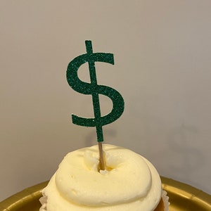 Dollar Sign Cupcake Toppers, Money Cupcake Toppers, Dollar Food Picks ...