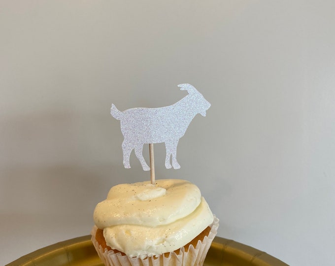 Goat Cupcake Toppers, Goat Party Decor, Farm Food Picks, Farm Themed ...