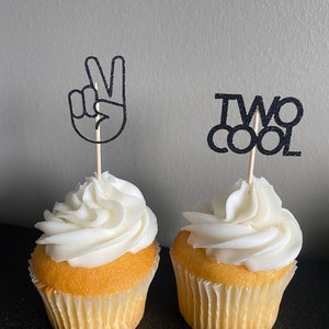 Two Cool Cupcake Toppers, 2nd Birthday Decor - Etsy