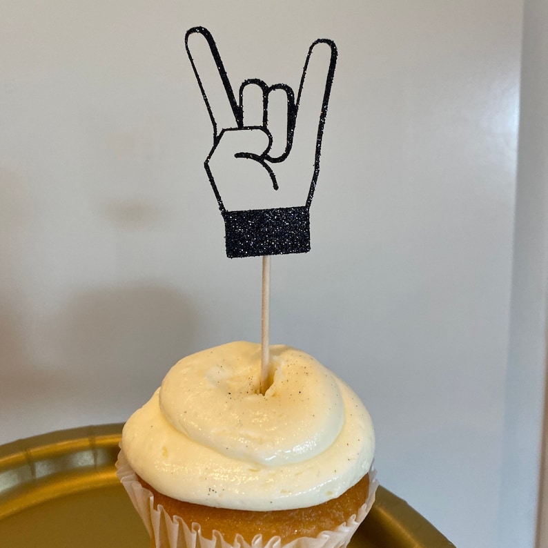 Rock Hand Cupcake Toppers: Music Party Decorations - Etsy