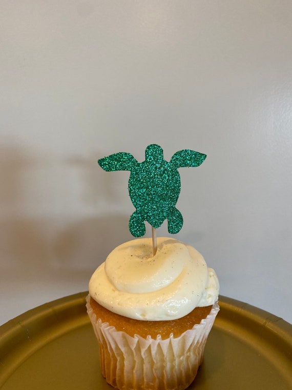 Turtle Cupcake Toppers Seaturtle Tops Turtle Cupcakes | Etsy