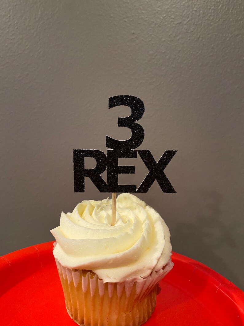 3 Rex Cupcake Cake Toppers 3rex Cake Topper 3 Rex Birthday - Etsy