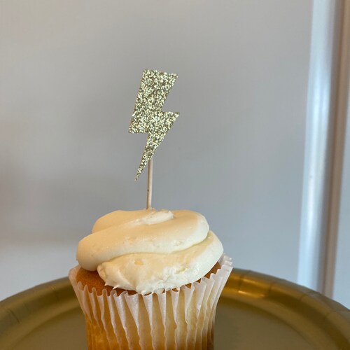 Lightning Bolt Cupcake Toppers Lightning Food Picks Comic - Etsy