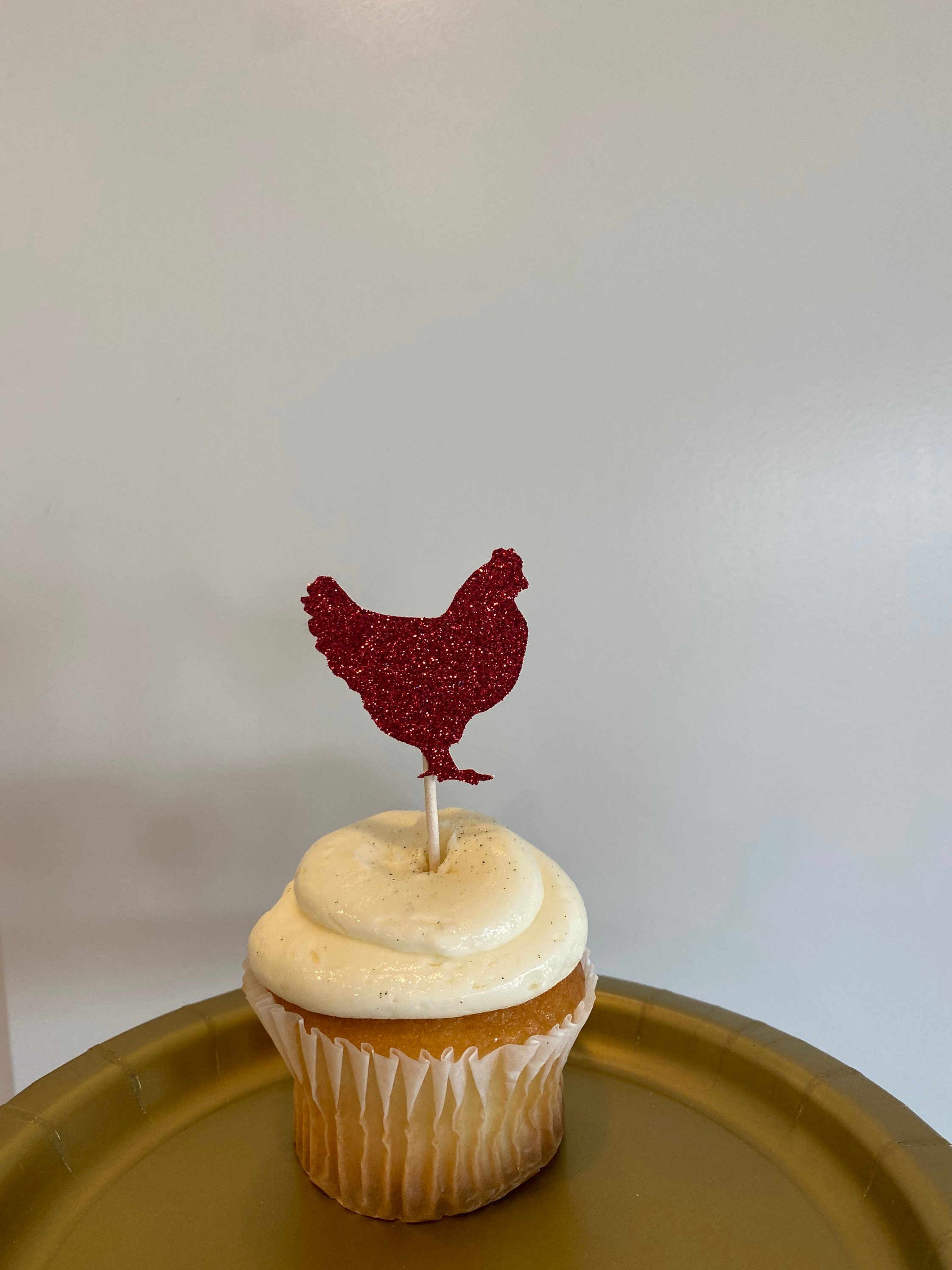 Chicken Cupcake Toppers Rooster Food Picks Farm Party Decor - Etsy