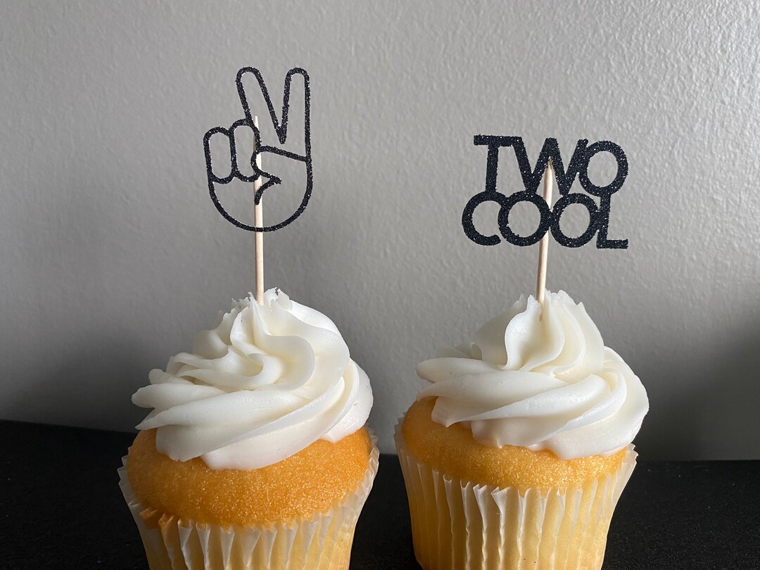 Two Cool Cupcake Toppers, 2nd Birthday Decor - Etsy