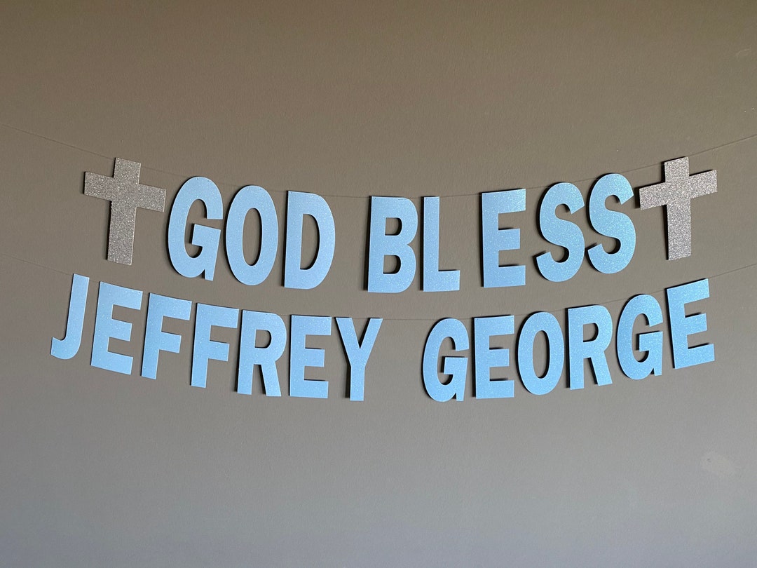 God Bless Banner, Christening Banner, Baptism Banner, First Communion ...