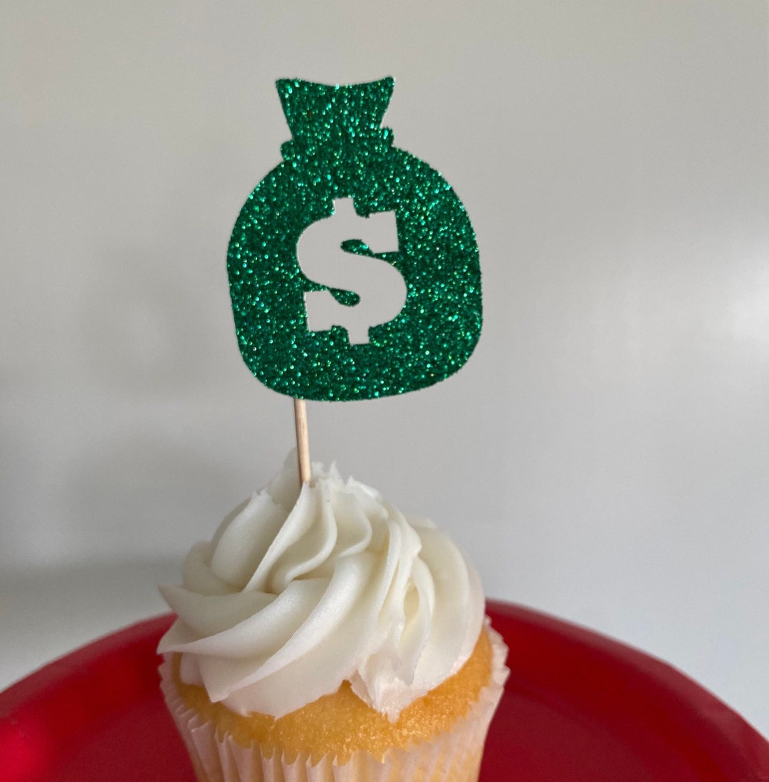 Money Bag Cupcake Toppers: Casino Party Decorations - Etsy