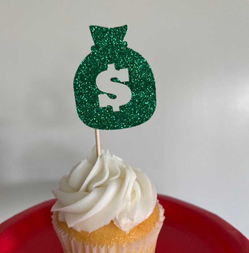 Money Bag Cupcake Toppers: Casino Party Decorations - Etsy