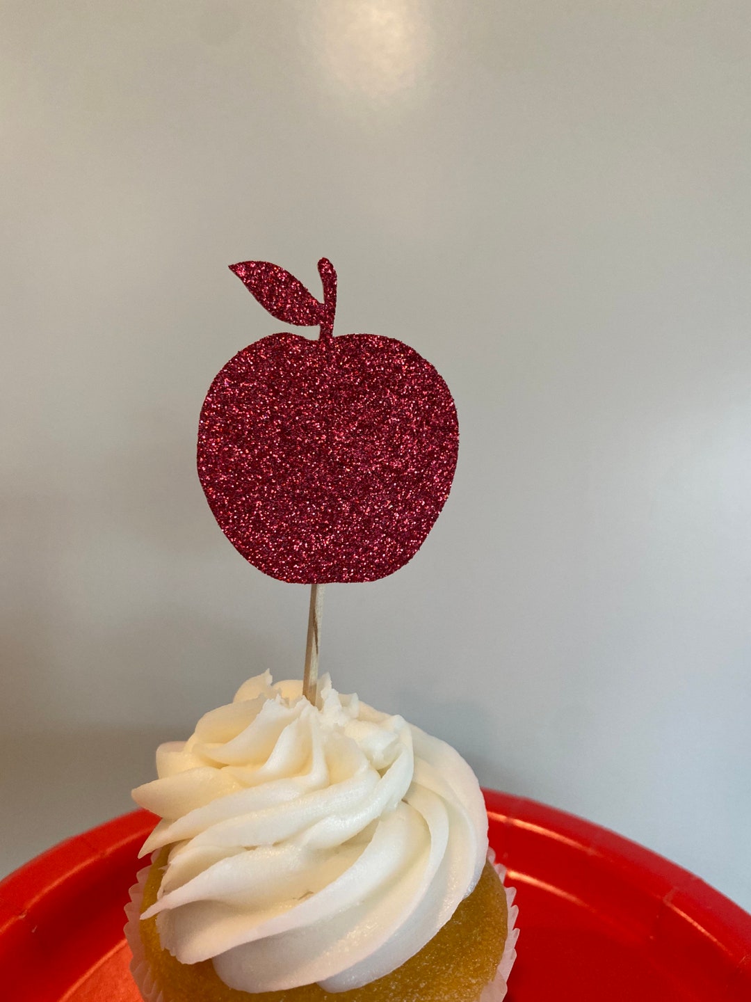 Apple Cupcake Toppers, Glitter Apple Food Picks, School Decorations ...