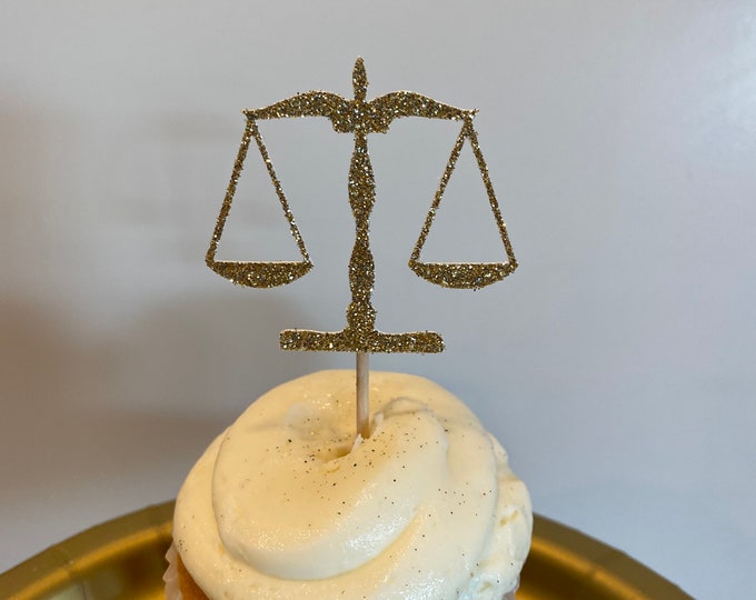 Scales of Justice Acrylic Cake Topper Cake Decor Modern Gold Silver ...