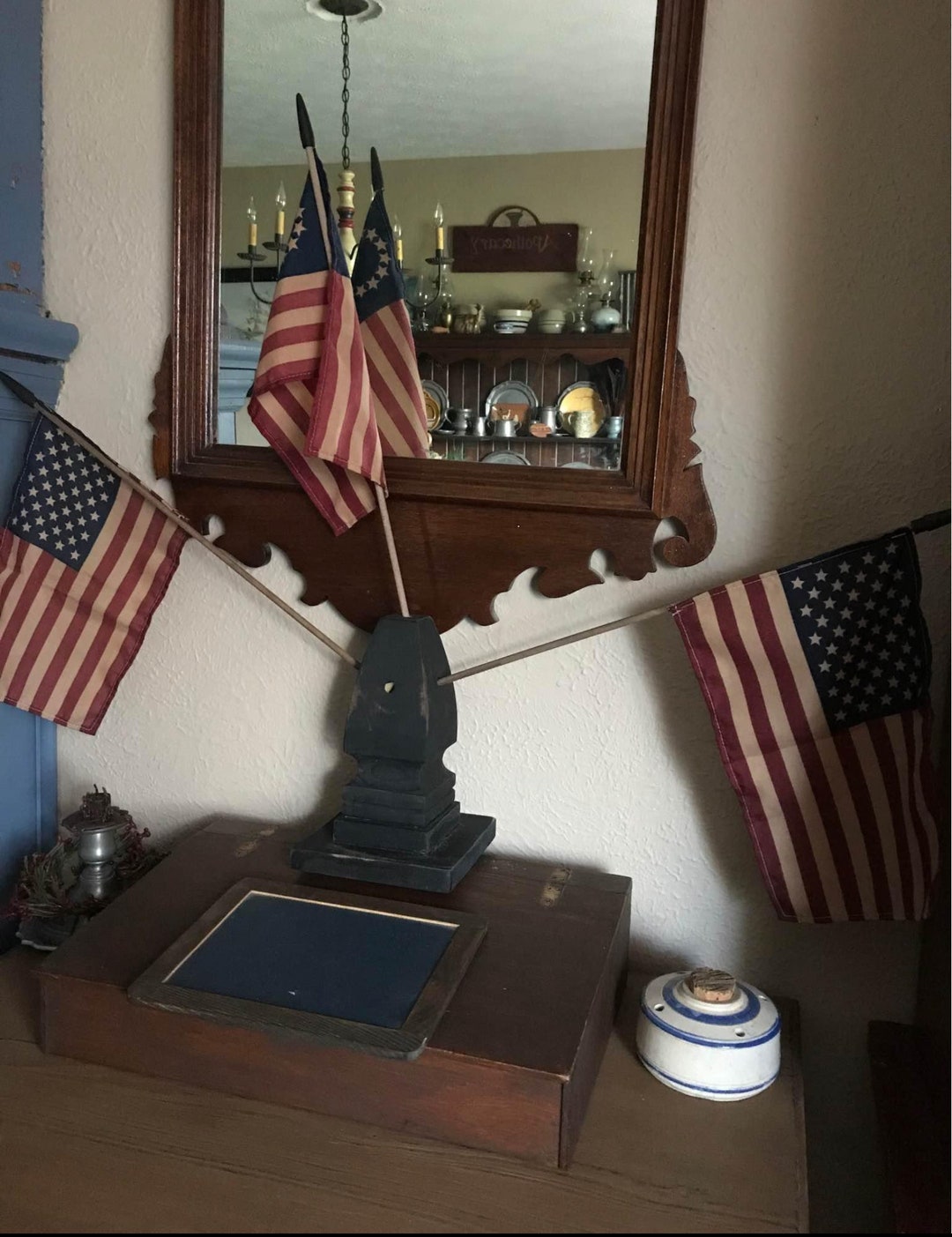 Primitive Colonial Gothic Style Table Top Flag Holder - Etsy