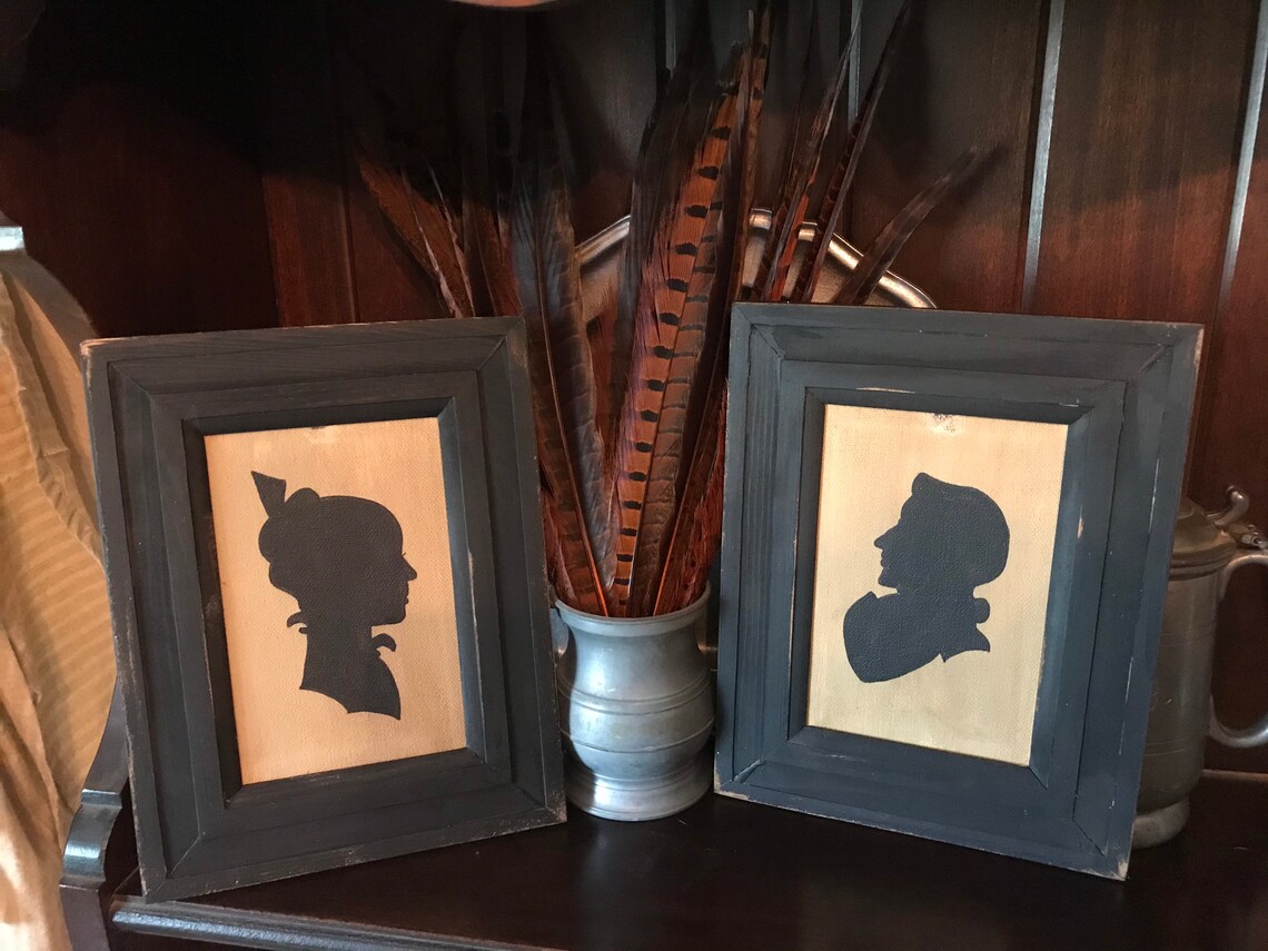 Colonial Gentleman and Lady Silhouette Pair - Etsy