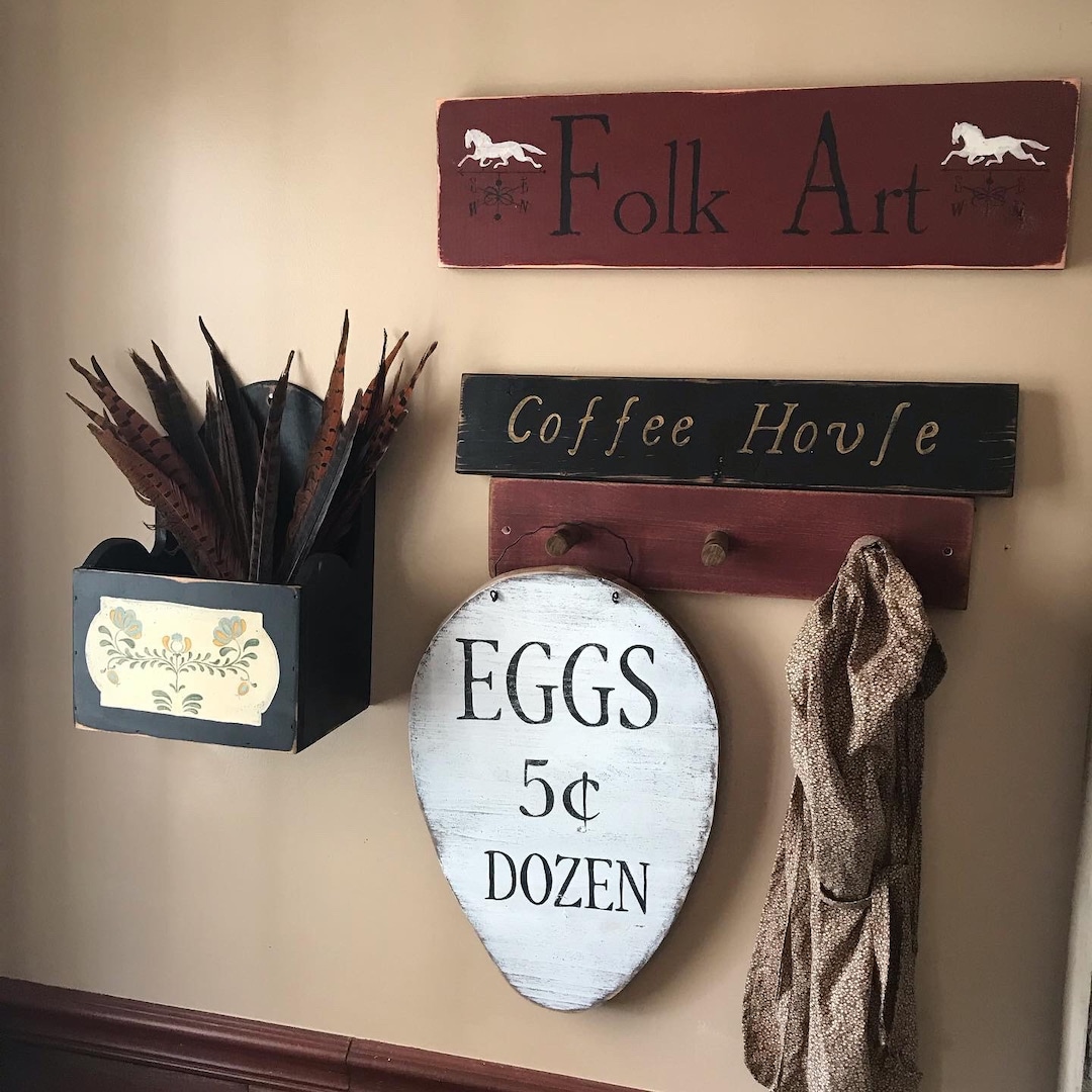 Primitive Colonial Folk Art Wall Box - Etsy