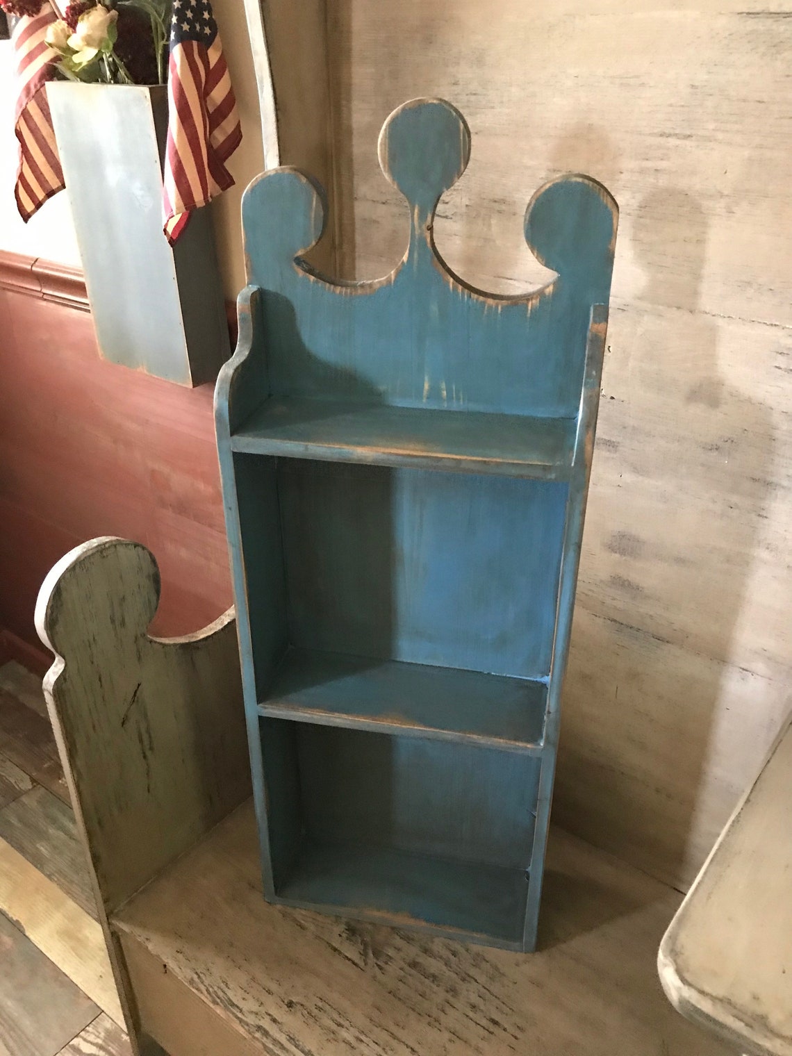 Primitive Colonial Crown Top Wall Shelf - Etsy