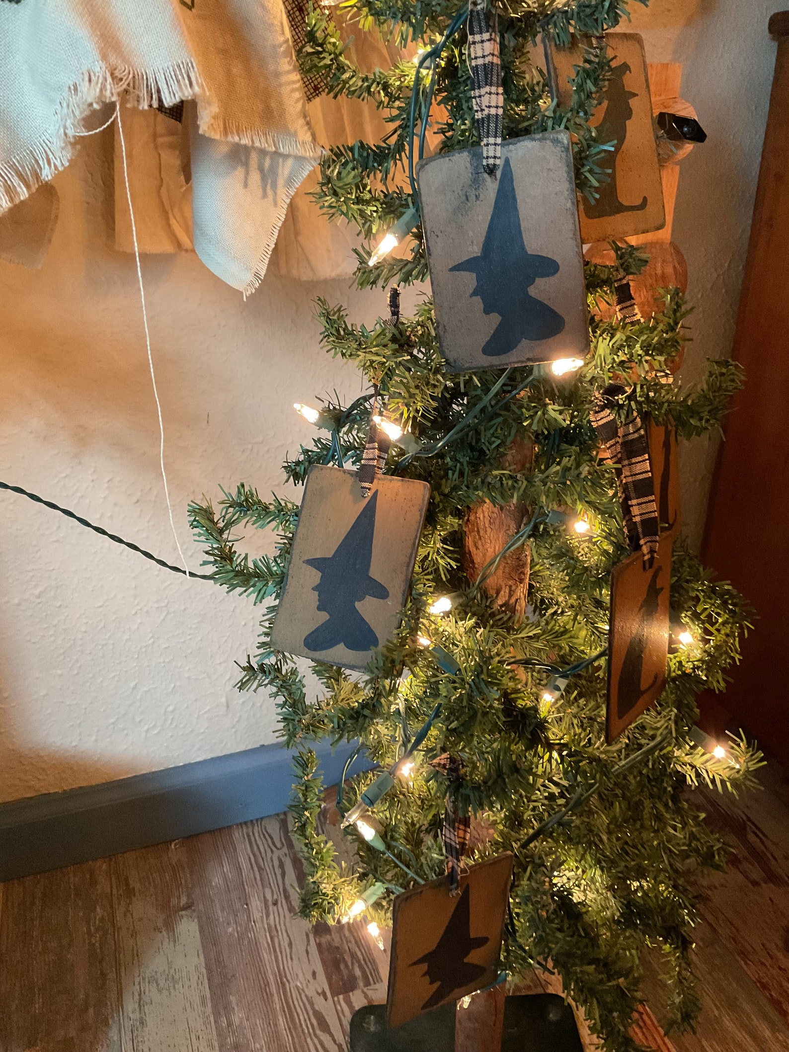 Primitive Colonial Style Witches Silhouette Ornament - Etsy