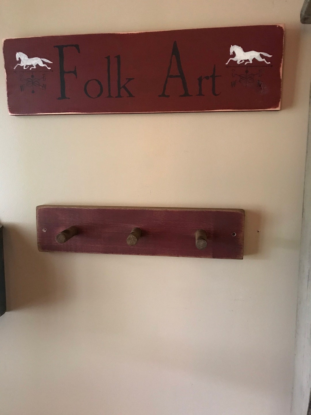 Primitive 3 Peg Slim Peg Rack - Etsy