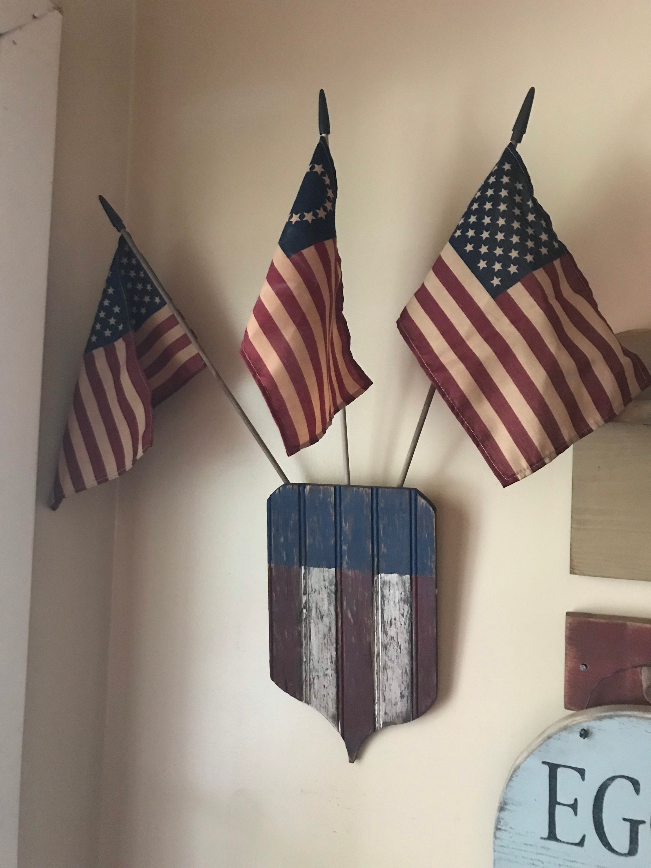Primitive Americana Shield Style Flag Holder - Etsy