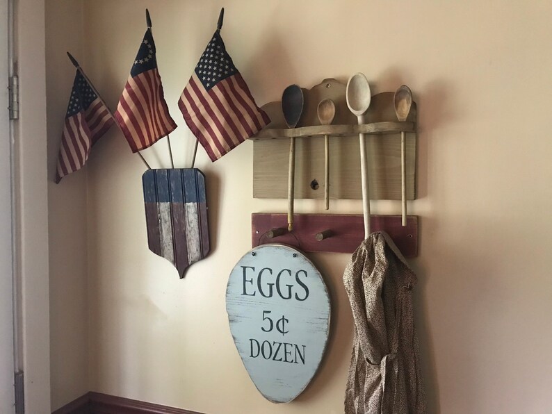 Primitive Americana Shield Style Flag Holder | Etsy