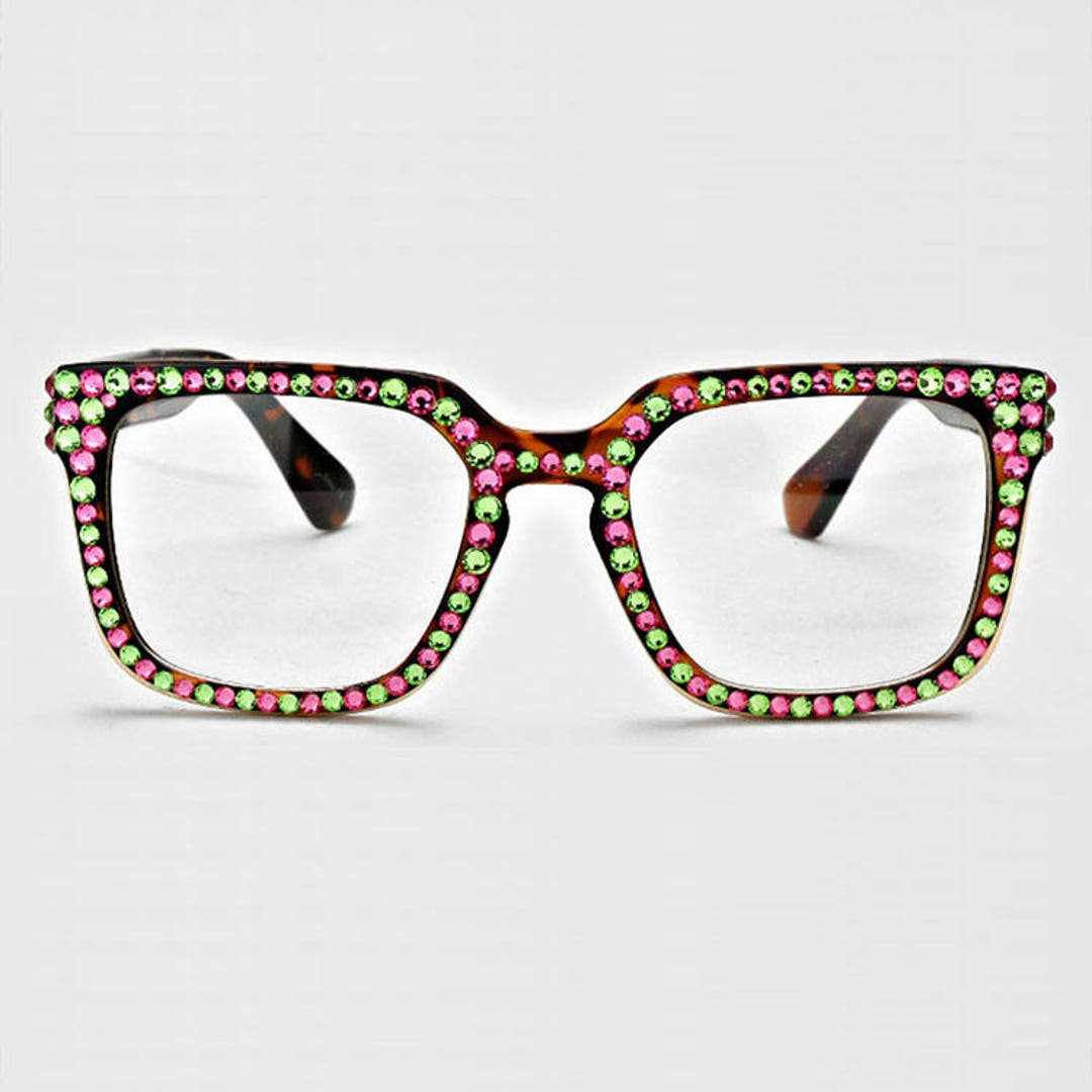 Pretty Glasses | Rhinestone Square Glasses - Etsy