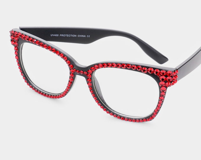 DST Small Square Glasses Red Rhinestone Square Glasses Delta Sigma ...