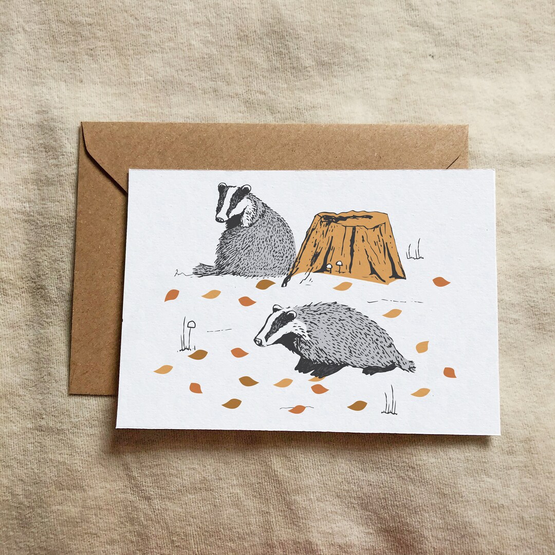 Illustrated A6 Badger Card seconds Sale - Etsy Denmark