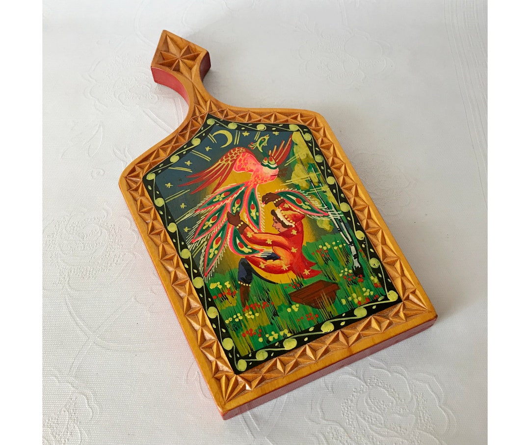 Vintage Soviet Painted Kitchen Cutting Board USSR Wood Breadboard ...