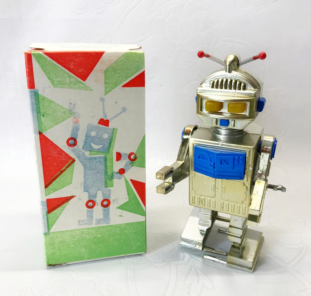 Vintage Plastic Robot Wind-up in Box Working Winding Mechanical - Etsy
