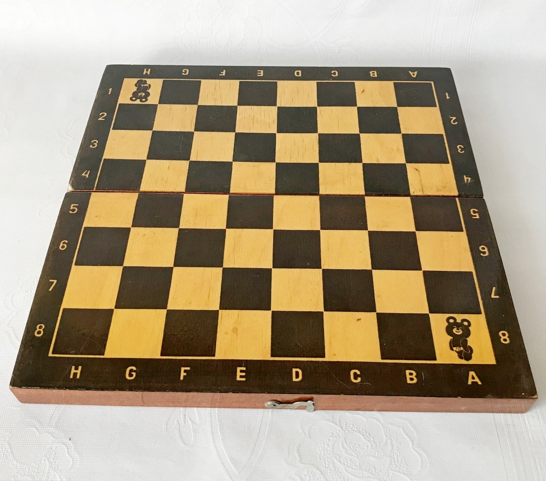 Olympic Bear Misha Soviet Chess Set - Wooden USSR Chess - Vintage Chess ...