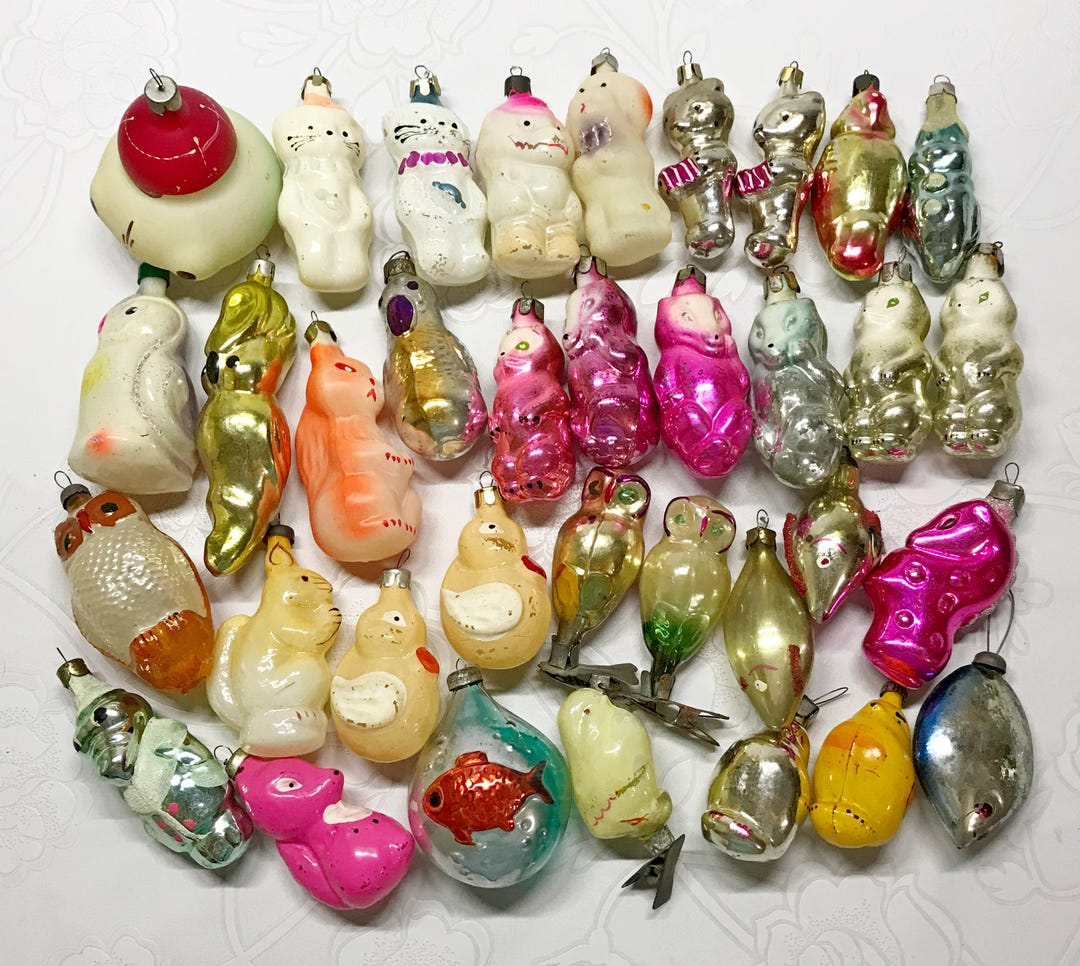 Soviet Vintage Glass Christmas Tree Ornament Animals - USSR Decoration ...