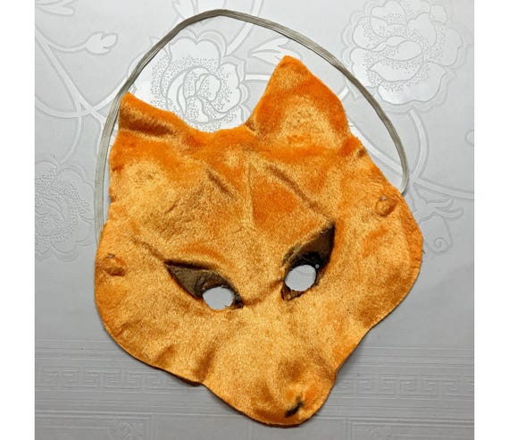 Soviet vintage children's Carnival mask Fox - textile… - Gem