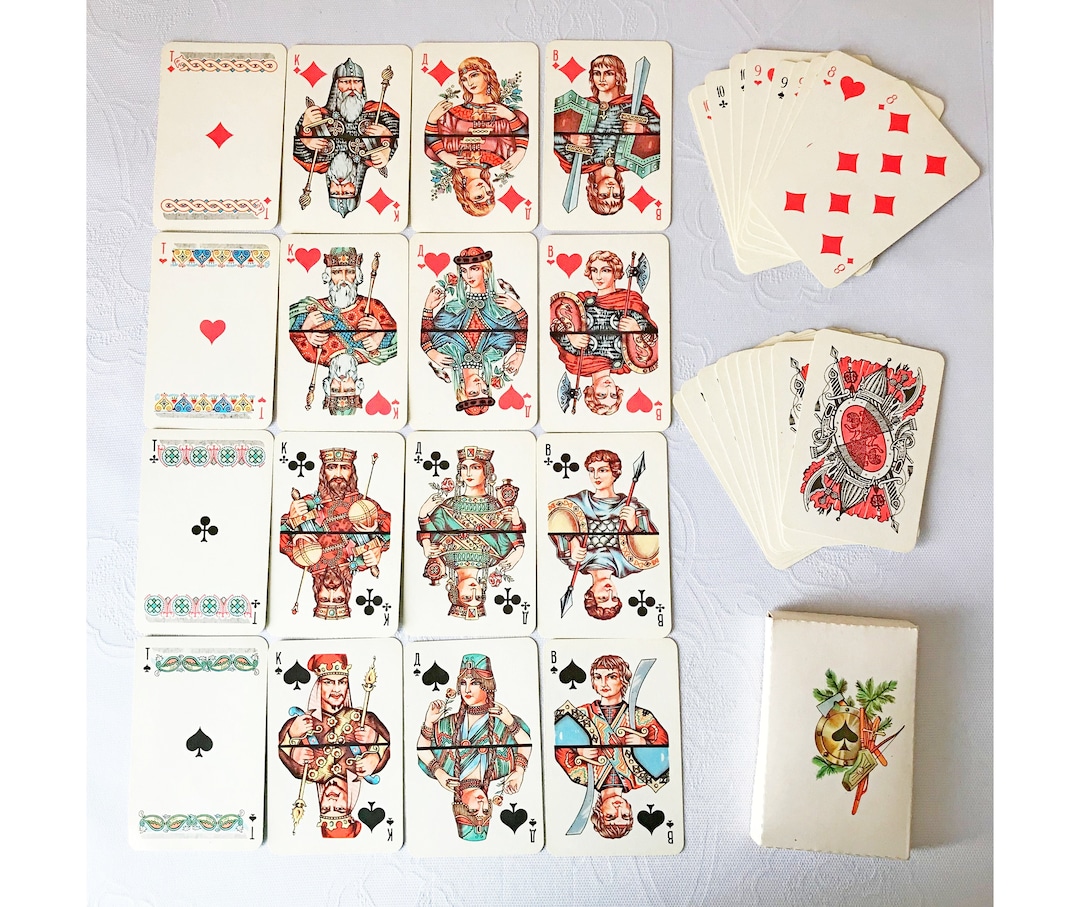 Vintage Soviet Playing Cards - Vintage 1991 Playing Cards - Deck of 36 ...