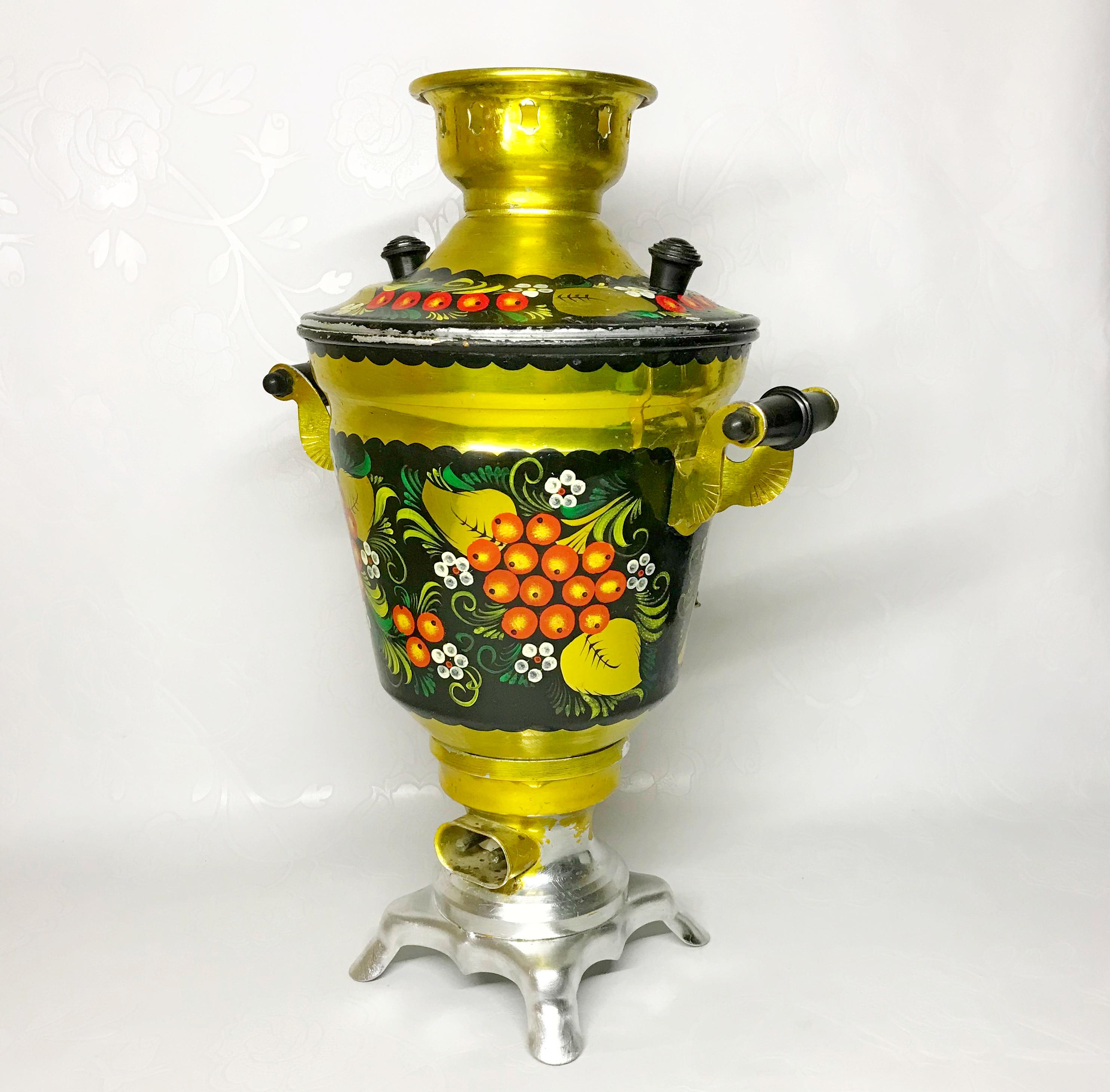Soviet Vintage Electro Samovar - USSR Aluminum Hand Painted Samovar ...