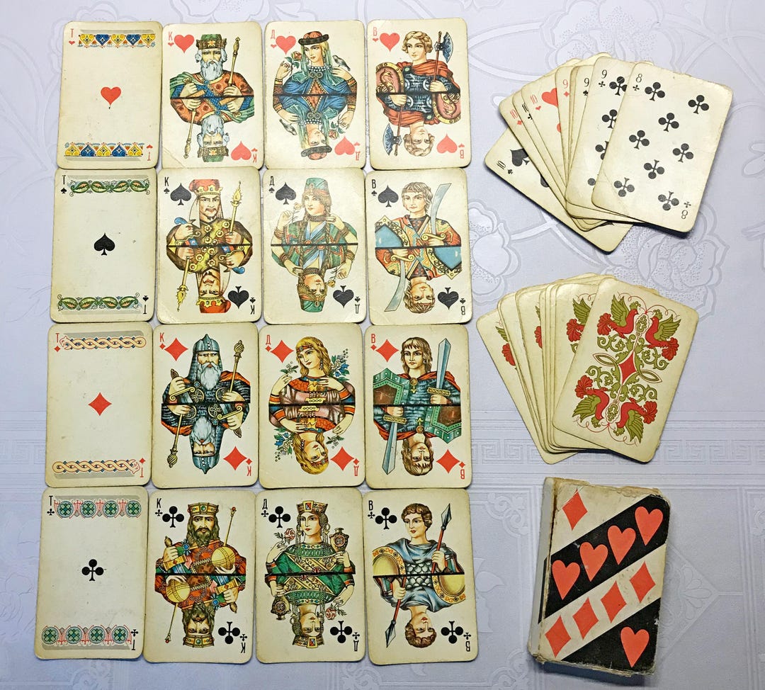 Vintage Soviet Playing Cards - Vintage 1986 Playing Cards - Deck of 36 ...