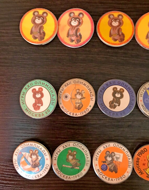 Soviet Olympic Bear badges set - 1980 Moscow Olympic … - Gem
