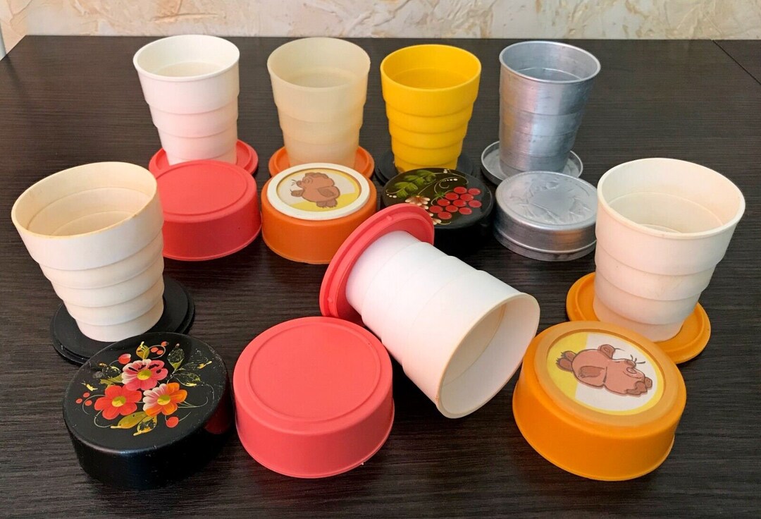 Vintage Soviet Folding Cup Set 7 Pcs Travel Water Cup Pocket Folding ...