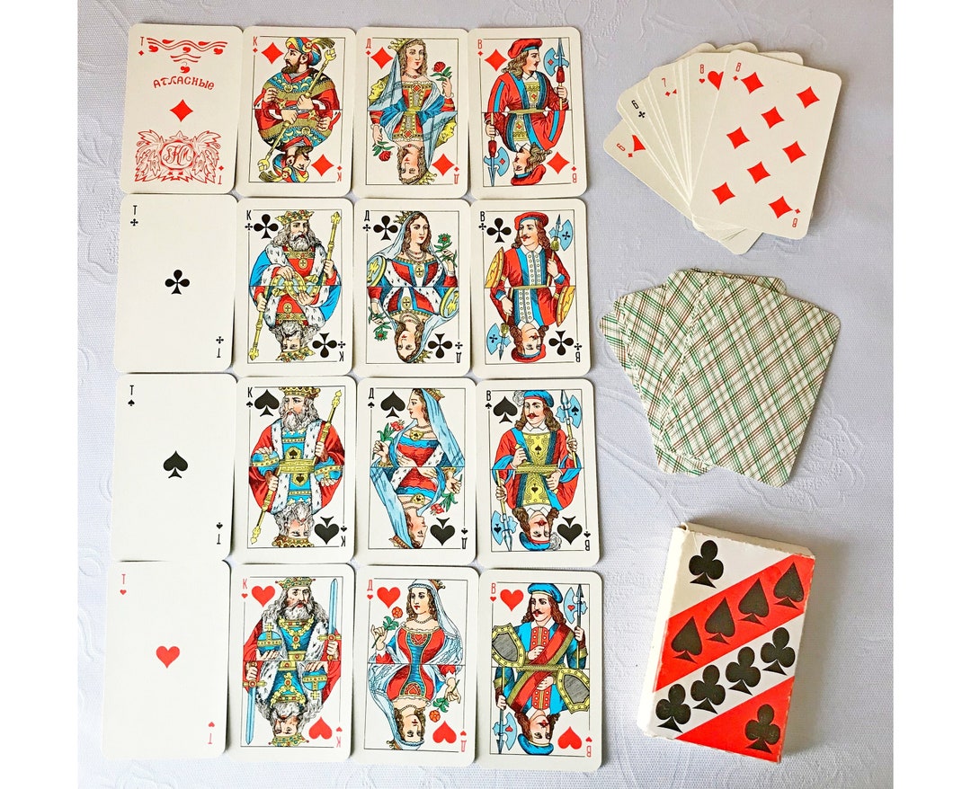 Vintage Soviet Playing Cards Vintage 1989 Playing Cards Deck of 36 ...