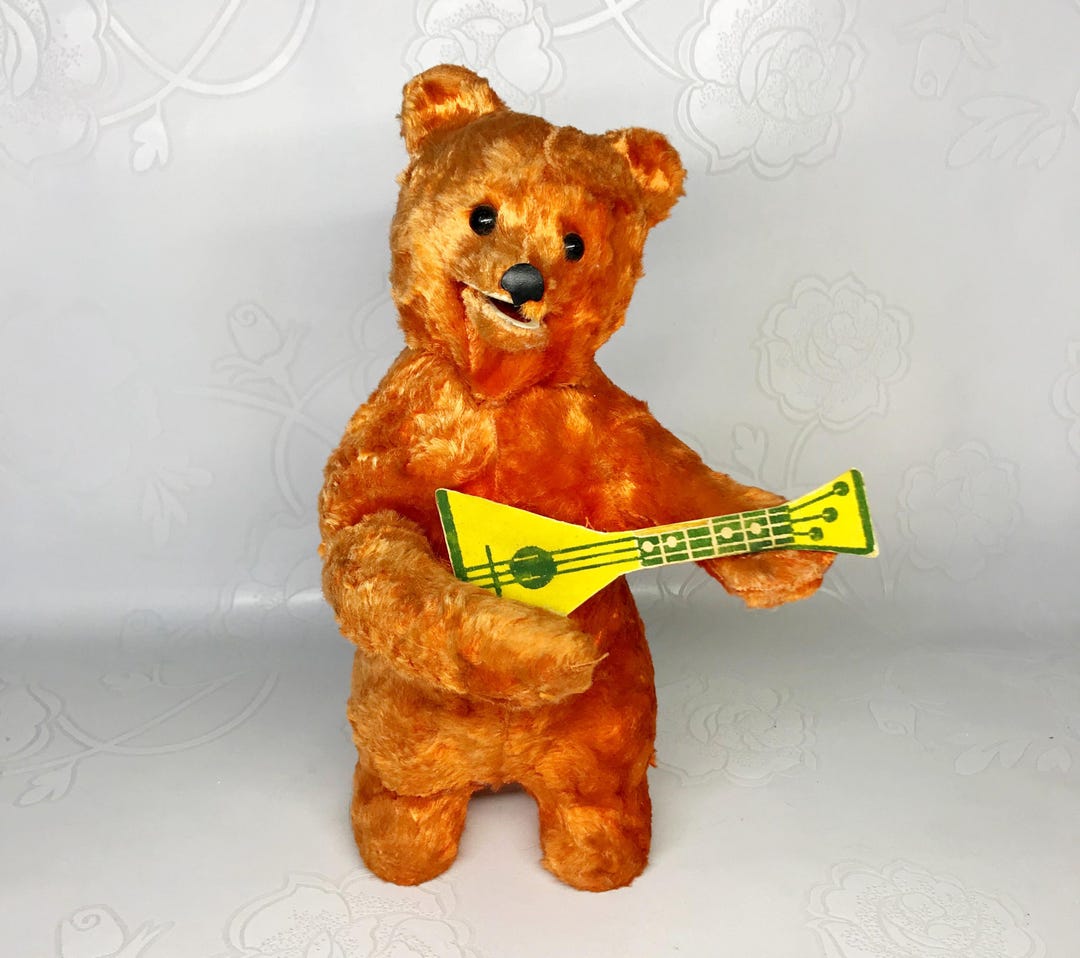 Vintage Mechanical Plush Bear With Balalaika USSR Collectible Toy - Etsy