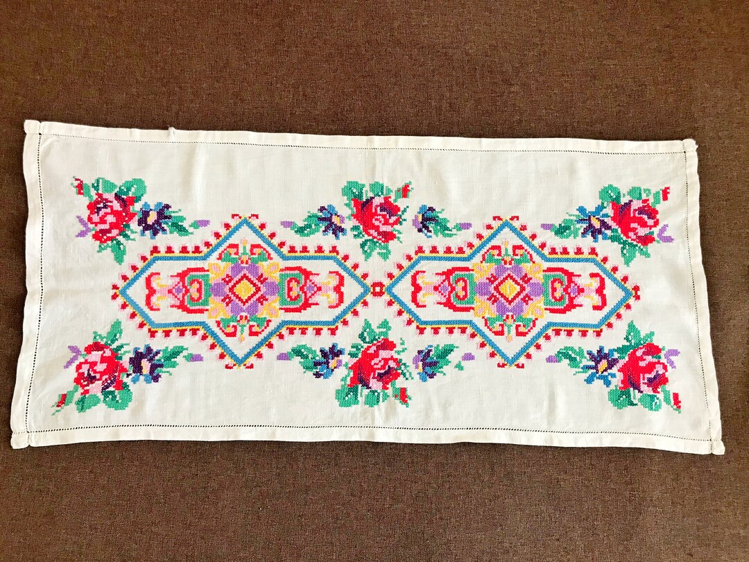 Ukrainian Vintage Embroidered by Hand Tablecloth Napkin 1970s - Etsy