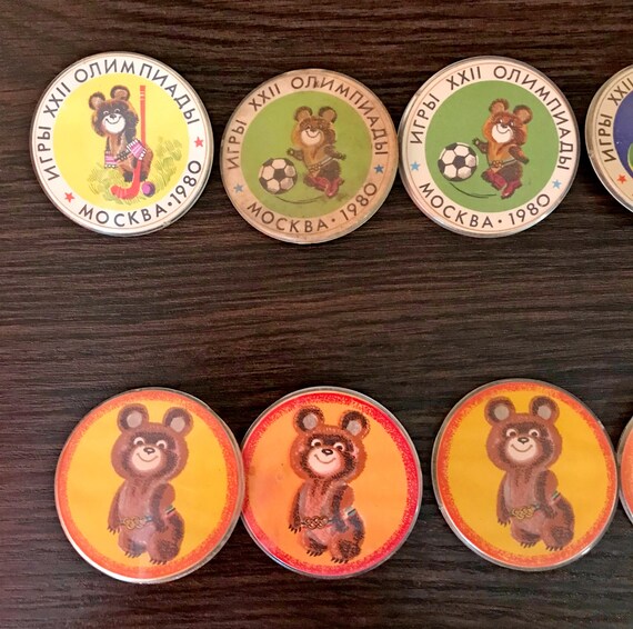Soviet Olympic Bear badges set - 1980 Moscow Olympic … - Gem
